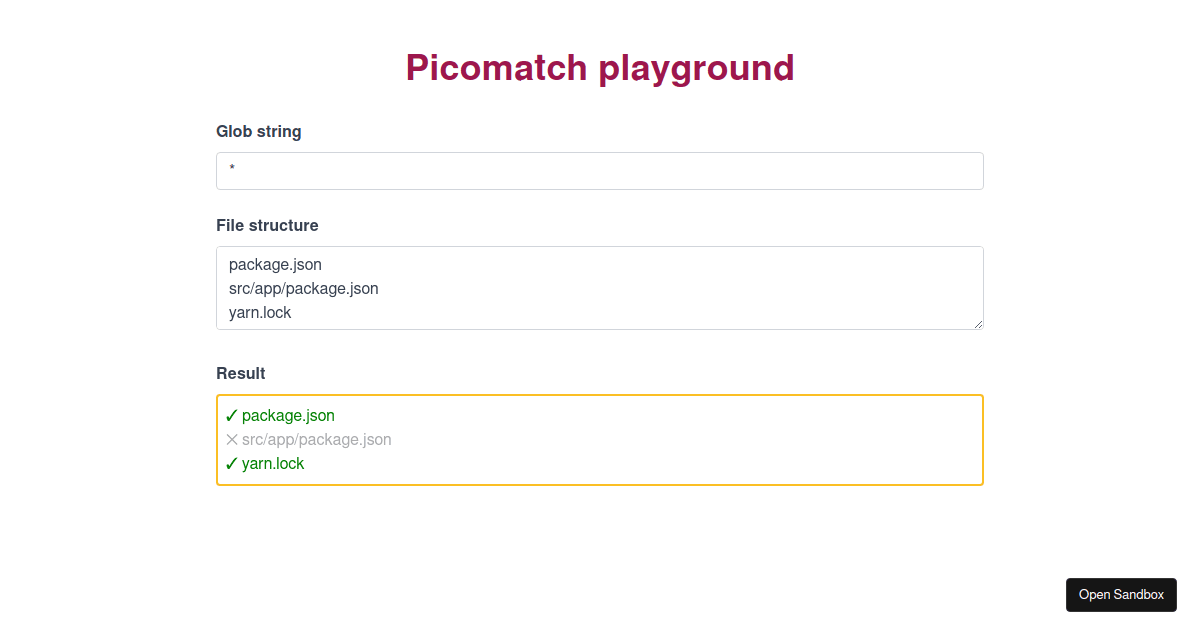 picomatch-playground - Codesandbox