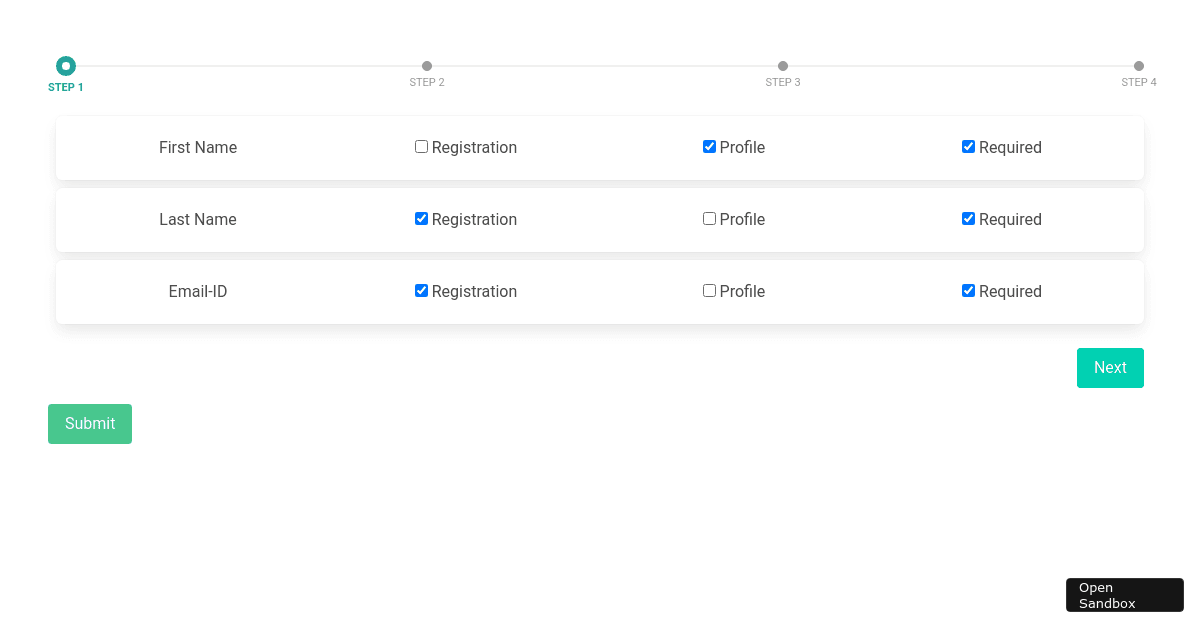 Multi Step Form - Bhairavi - Codesandbox