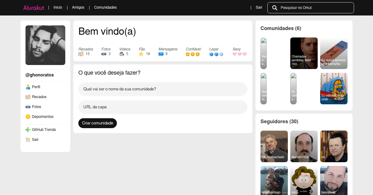 ghonoratos/alurakut - Codesandbox