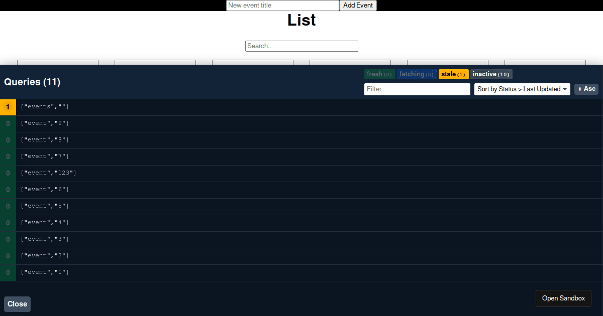 Editable List React Query Devtools Forked Codesandbox