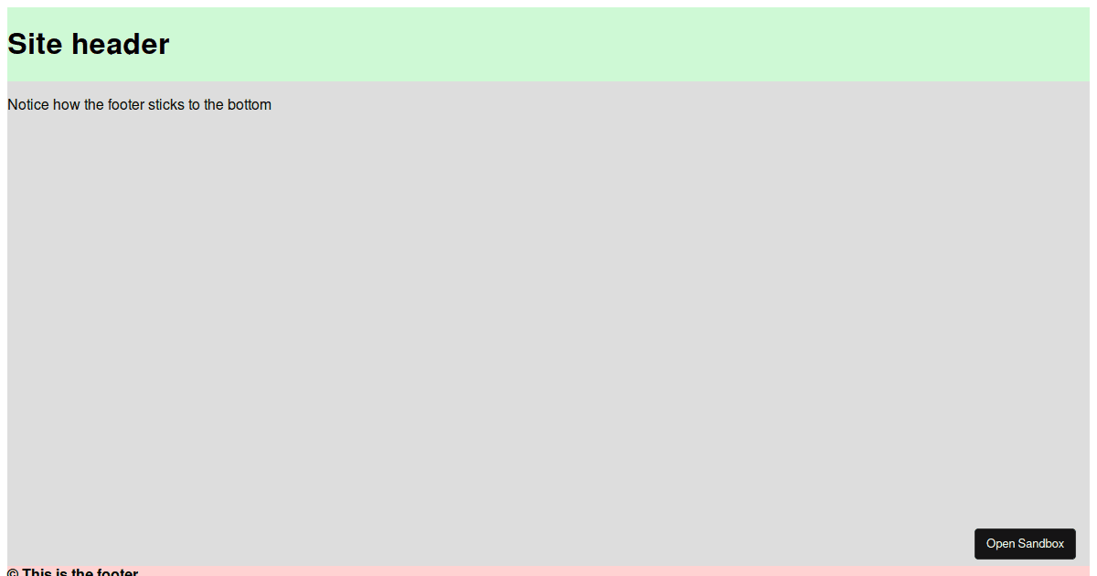 Sticky Footer Flexbox Codesandbox