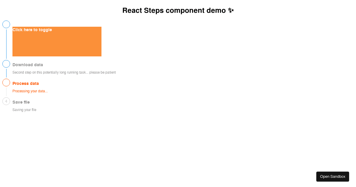 React steps vertical demo (forked) - Codesandbox