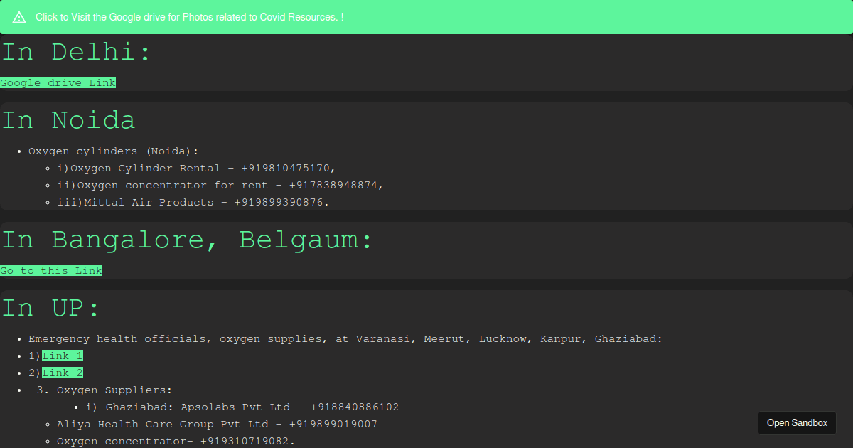 covid-resources - Codesandbox