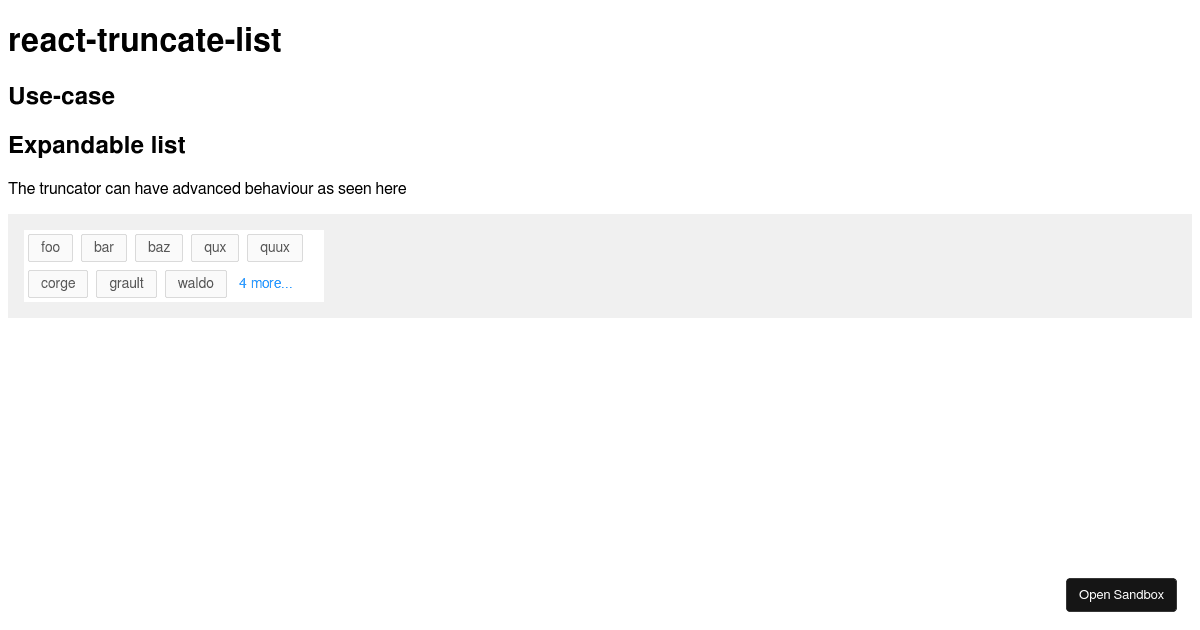 React Truncate List Demo Forked Codesandbox