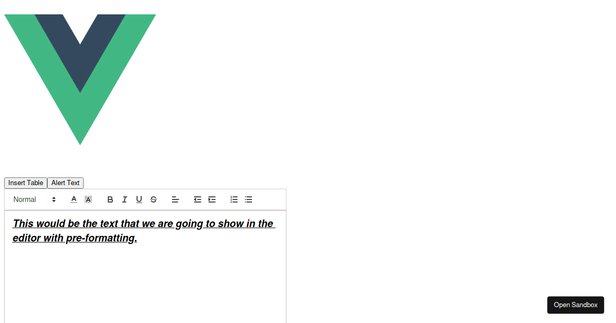 Vue-quill example (forked) - Codesandbox