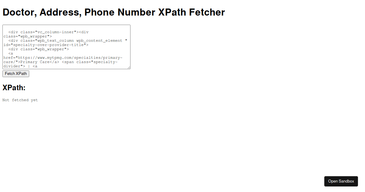 xpath generator - Codesandbox