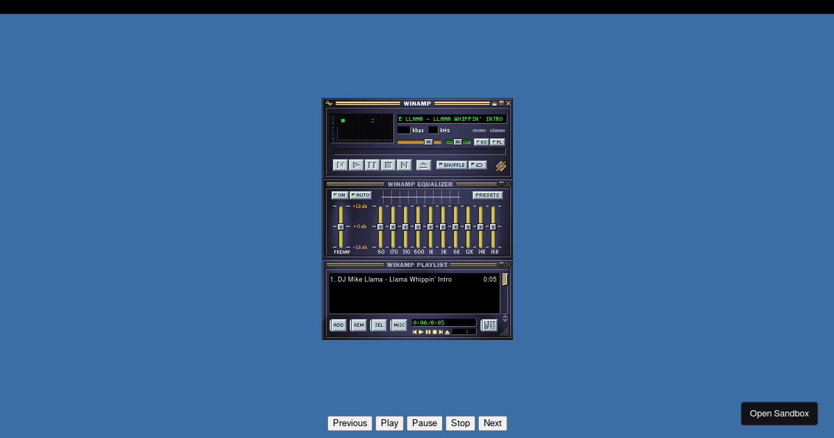 Webamp Example - Codesandbox