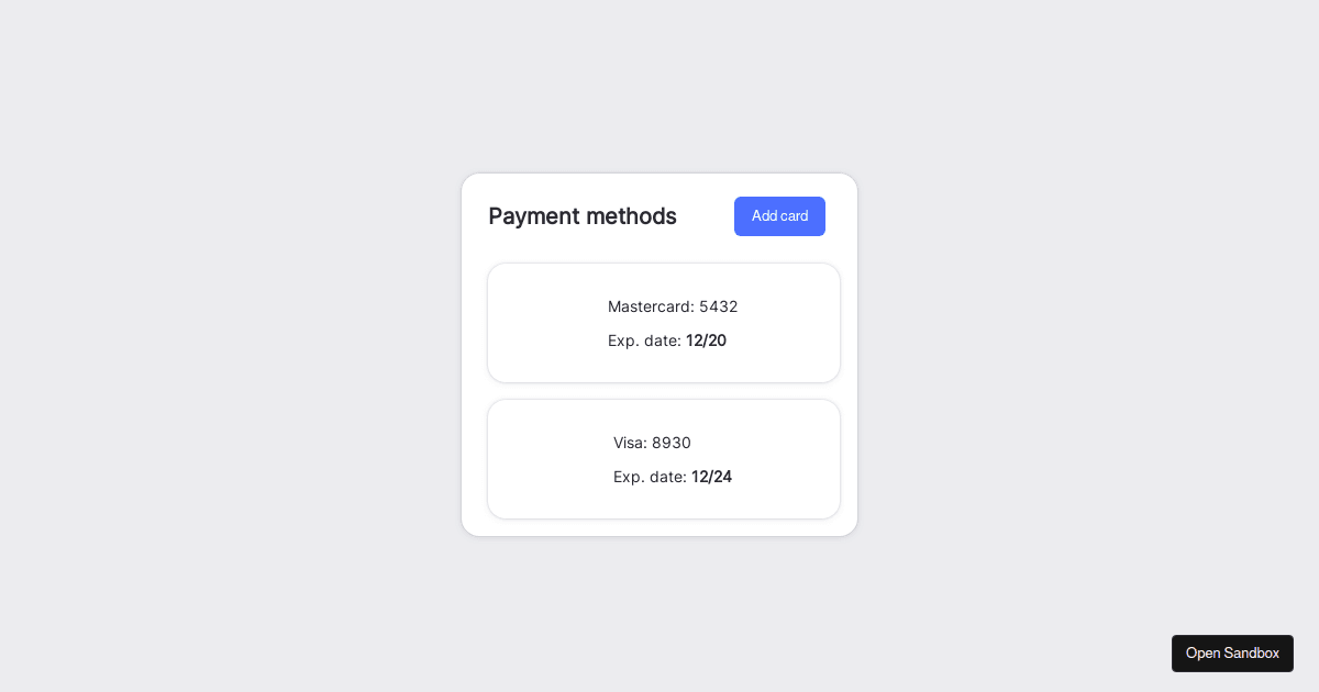 01 - Payment methods Exemple - Codesandbox