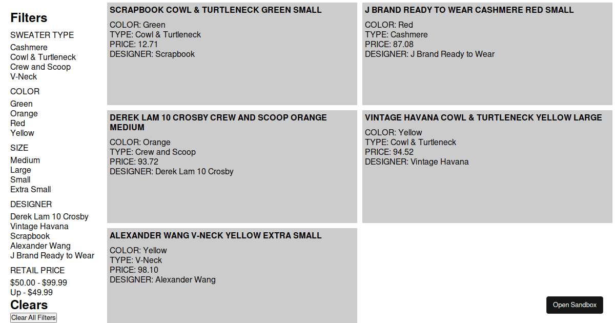Redux-filter usage 31x5v831jp (forked) - Codesandbox