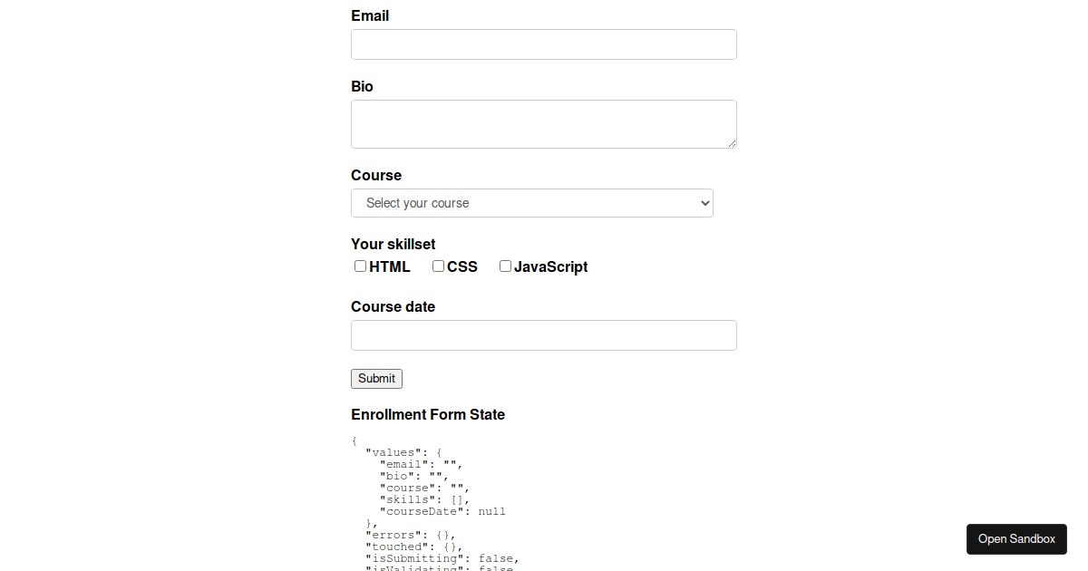 31, 32, 33, 34, 35, 36, 37, 38 - Reusable Formik Controls + FormikControl Component - Codesandbox