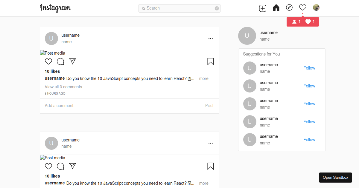 yuli-ana/instagram-clone - Codesandbox