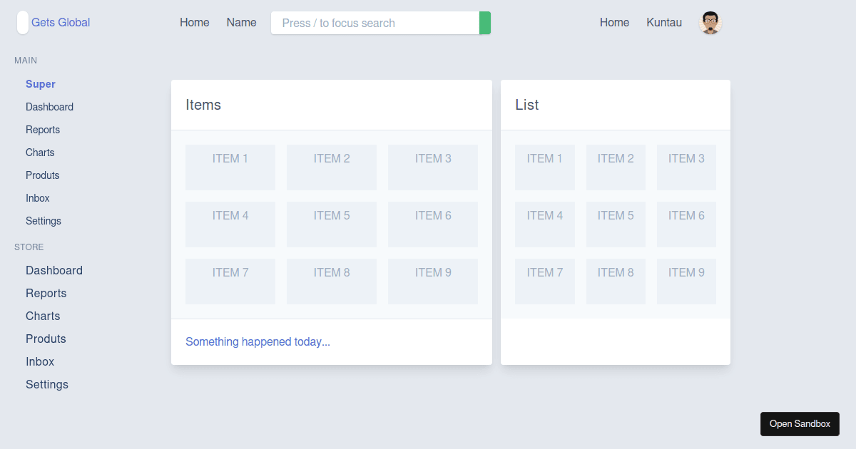 Dashboard 2 Column - Codesandbox