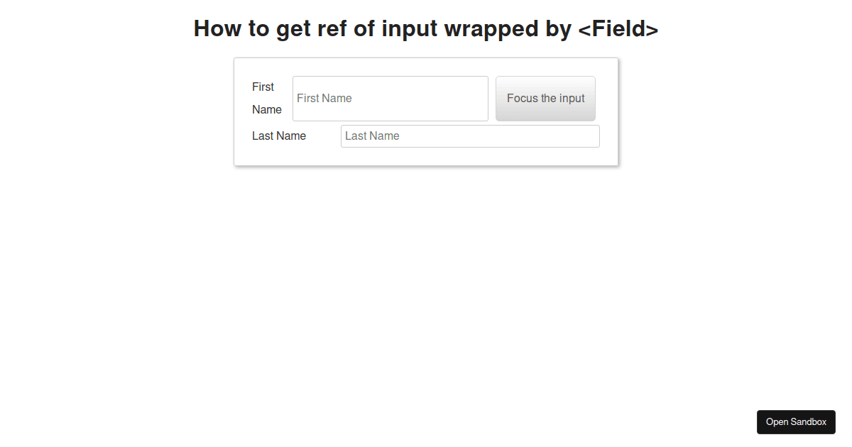 React Final Form - How to get ref - Codesandbox