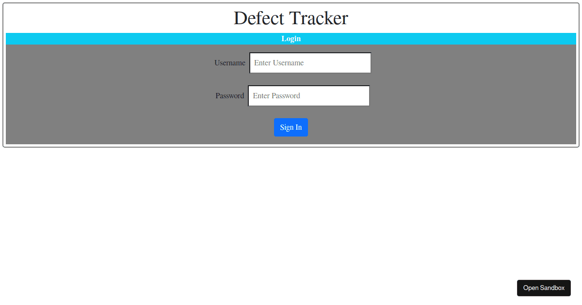Defect Tracker - Codesandbox