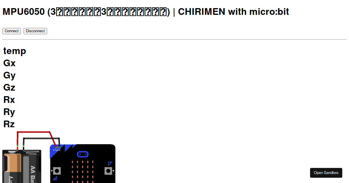 chirimen-oh/chirimen-micro-bit: I2C_MPU6050 - Codesandbox