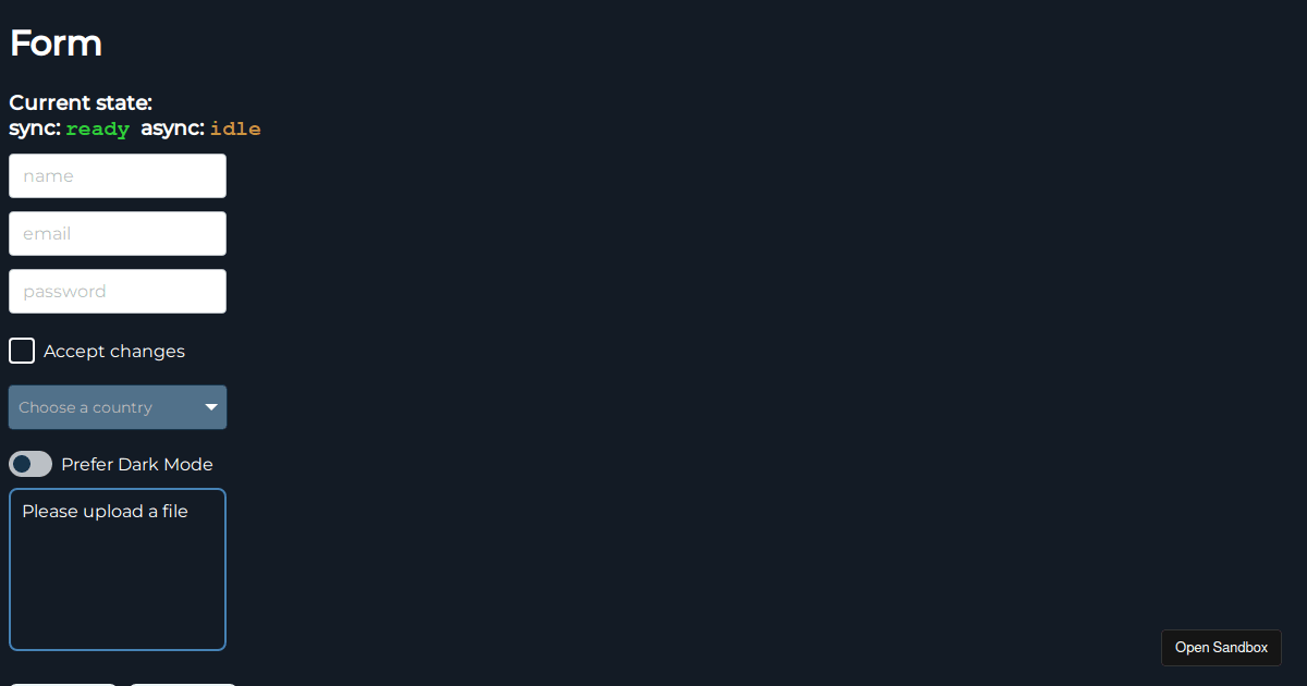 Form w/ XState & yup POC - Codesandbox