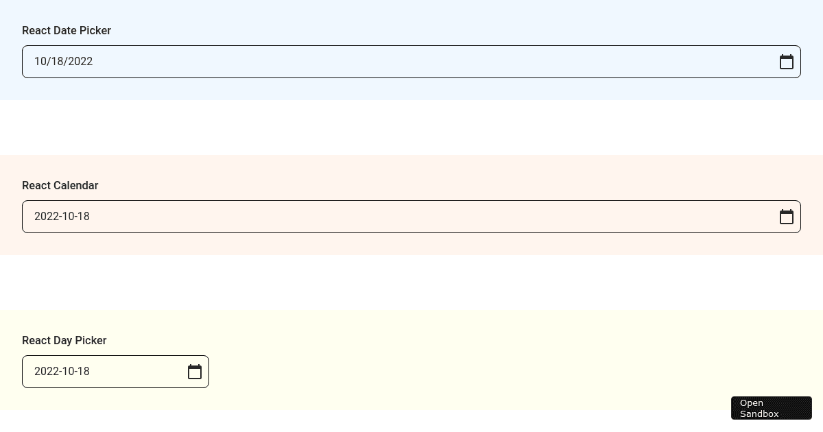 React Calendar Forked Codesandbox