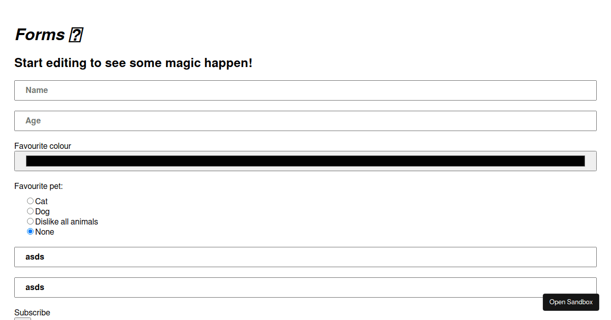 Seems Form - Codesandbox