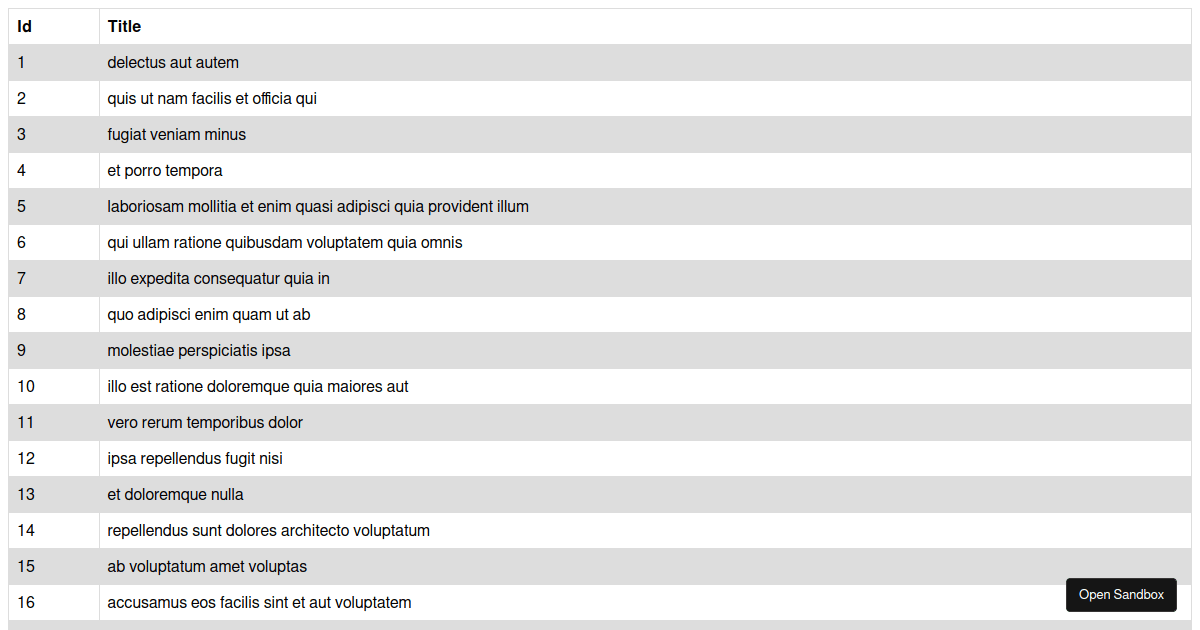 table with rest api data - Codesandbox