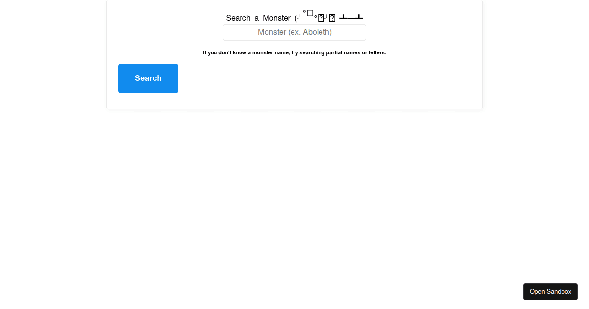 Monster Finder - Codesandbox