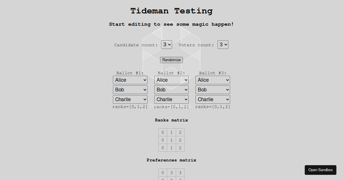 tideman - Codesandbox tideman - Codesandbox