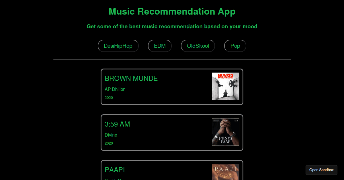 music-recommendation-app - Codesandbox