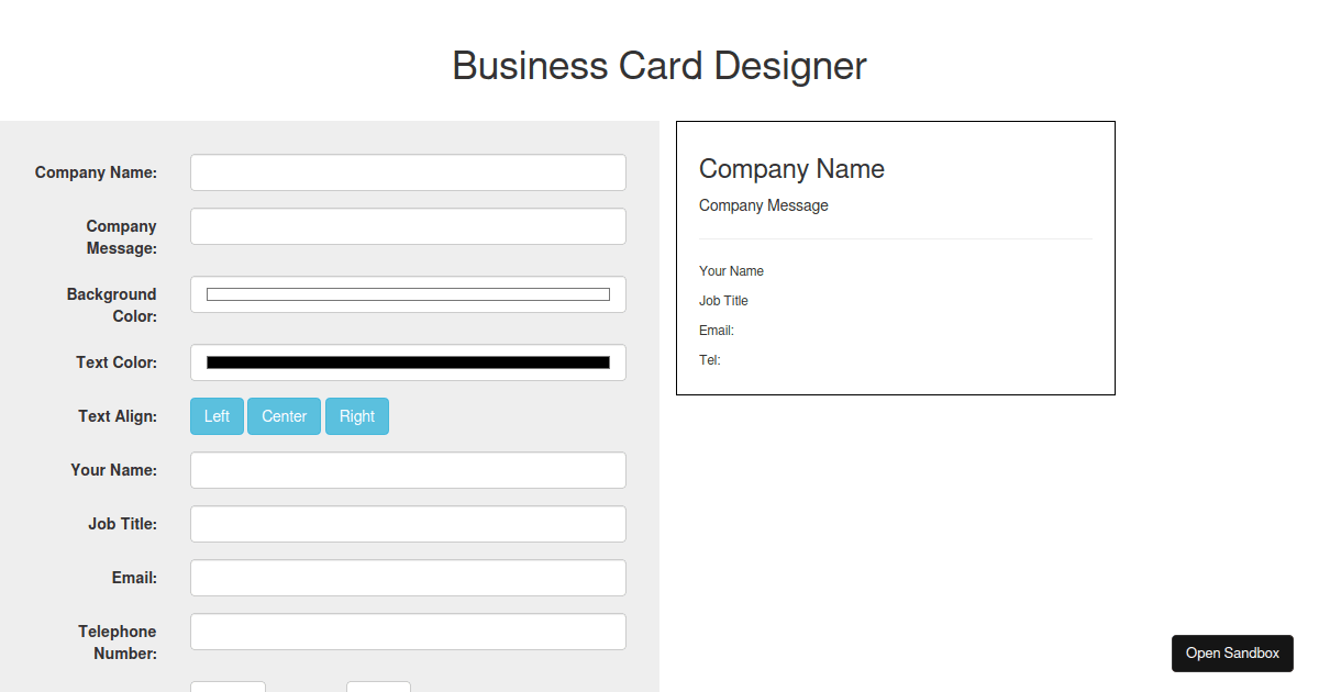 business-card-application - Codesandbox