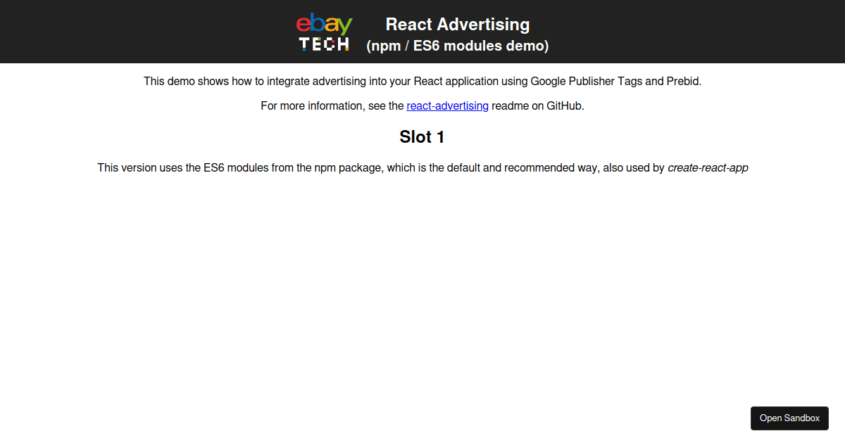 React Advertising Demo (forked) - Codesandbox