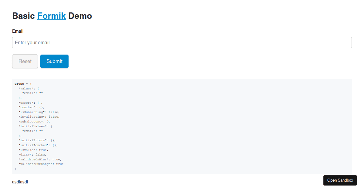 Formik Example - Codesandbox