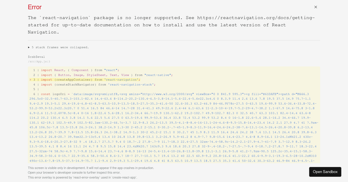 React Native - Codesandbox
