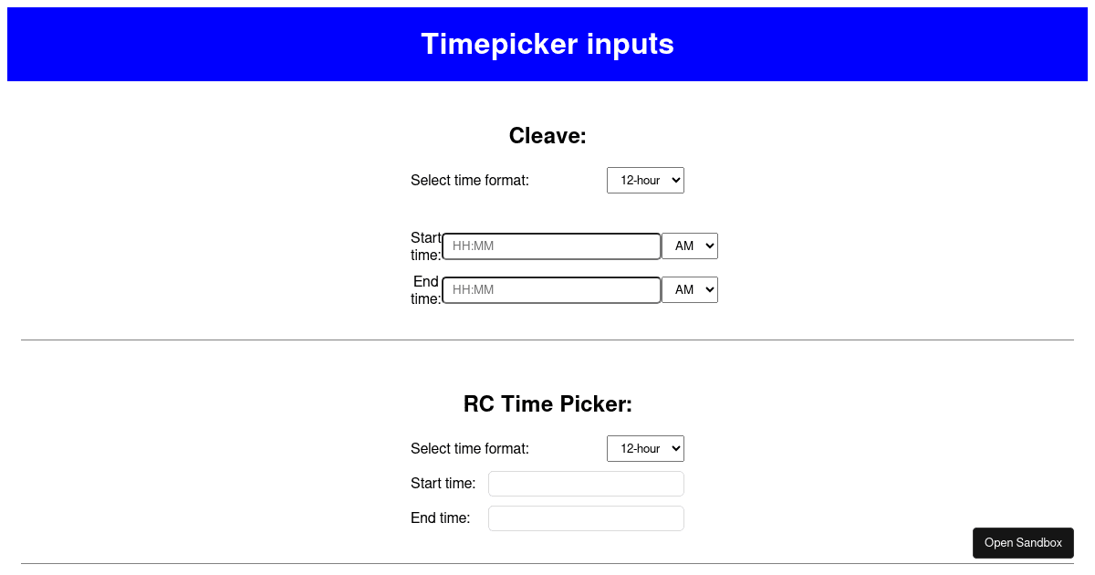 React Ts Time Input Sandbox Forked Codesandbox