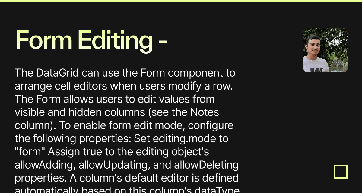 Form Editing - DevExtreme Data Grid (forked) - Codesandbox