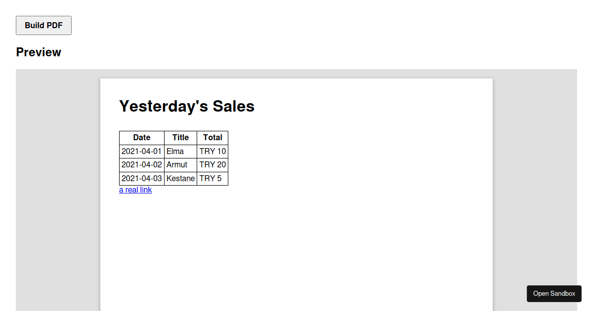 pdf preview + download - Codesandbox