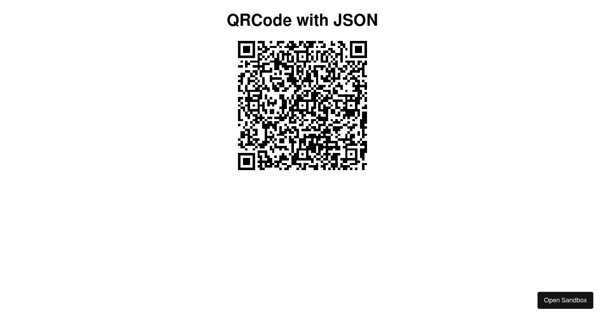 Generate QRCode with JSON data (forked) - Codesandbox