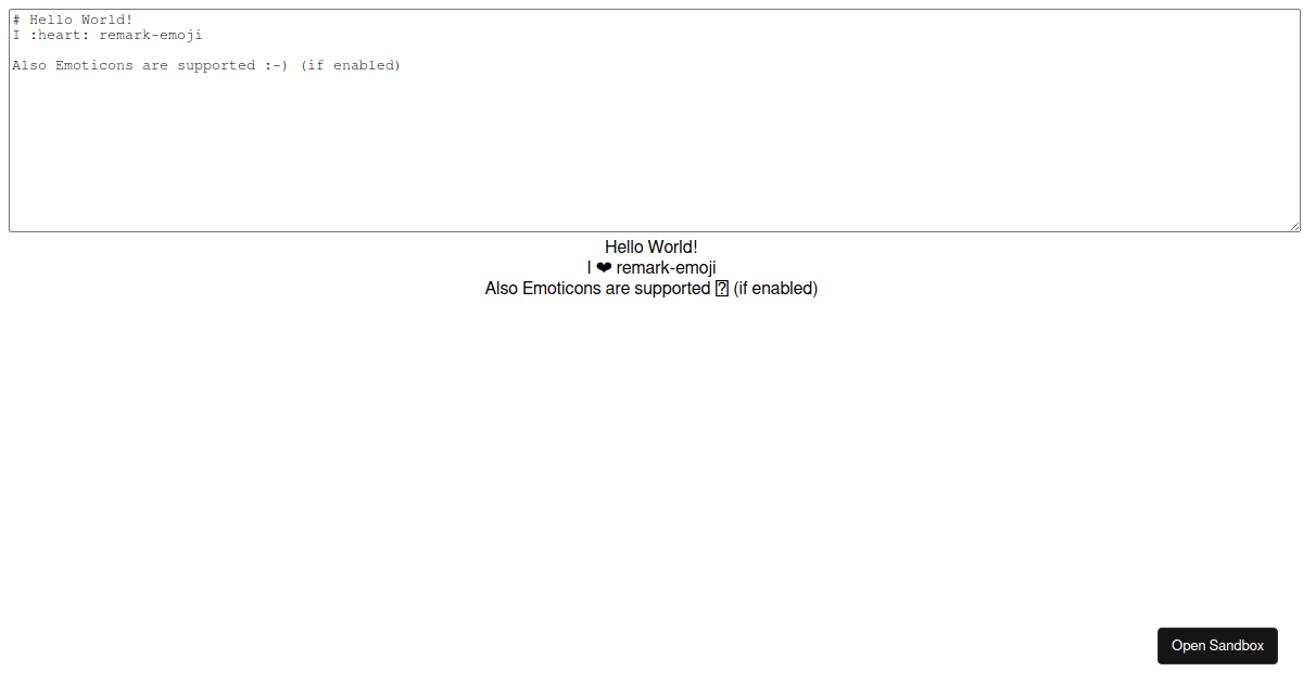Remark-emoji example (forked) - Codesandbox