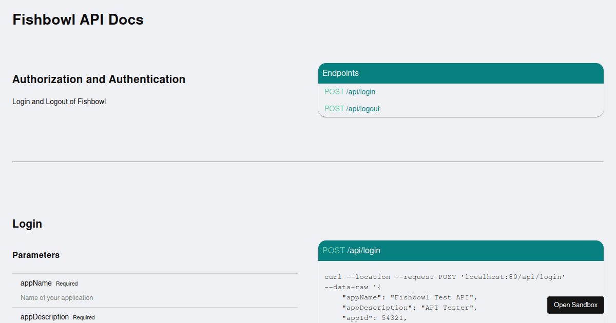 Fishbowl API Documentation - Codesandbox