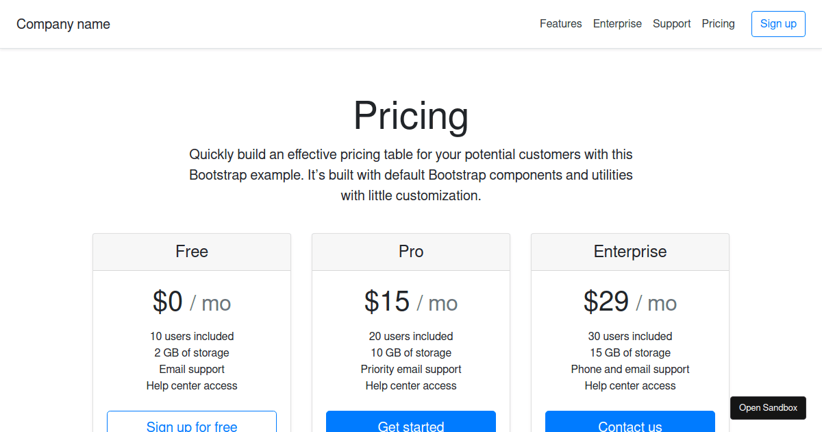 react-pricing-template - Codesandbox