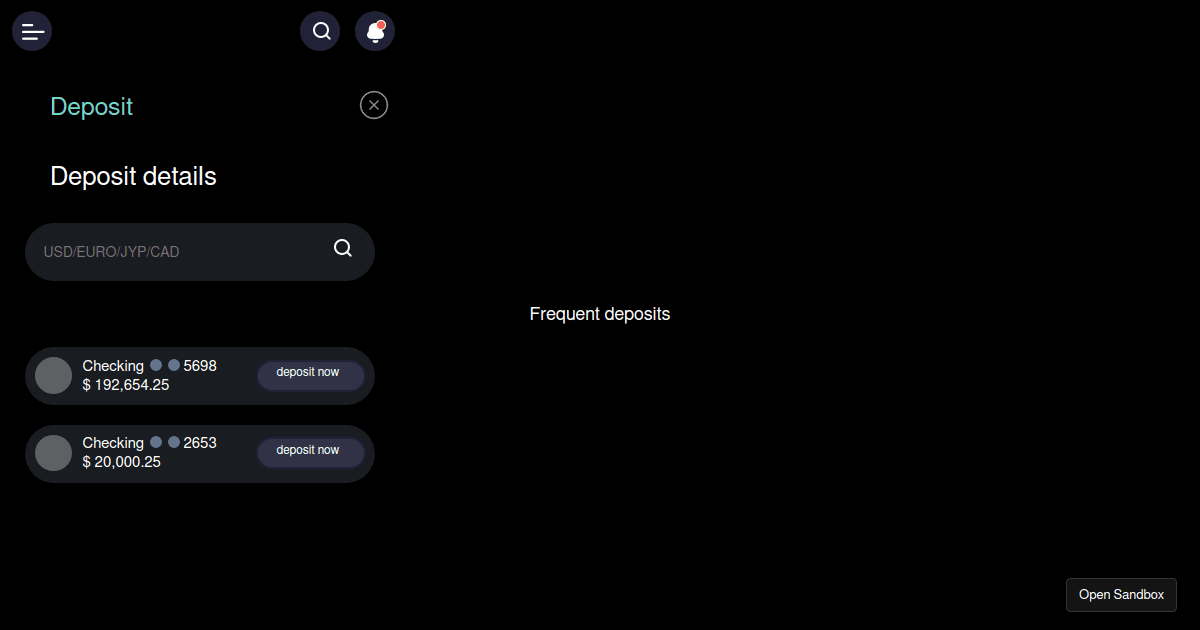 deposit details ach - Codesandbox