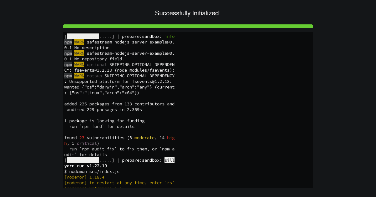 Safestream Nodejs Server Example Codesandbox