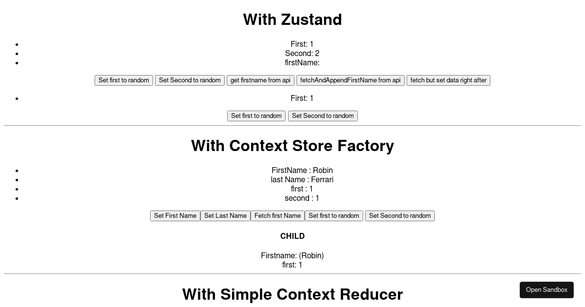 Global Hook Store - Connect context - Codesandbox