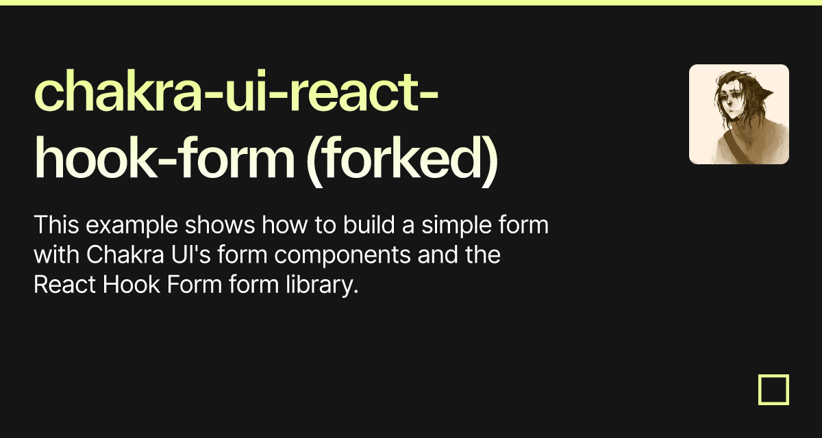 chakra-ui-react-hook-form (forked) - Codesandbox chakra-ui-react-hook-form (forked) - Codesandbox