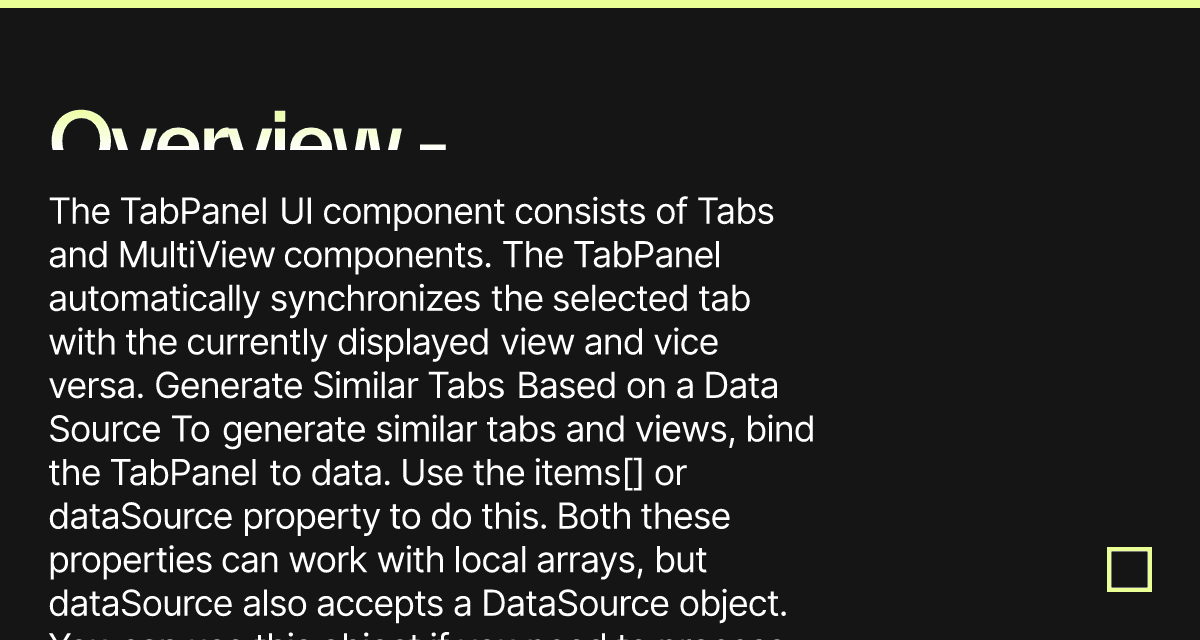 Overview - DevExtreme Tab Panel - Codesandbox