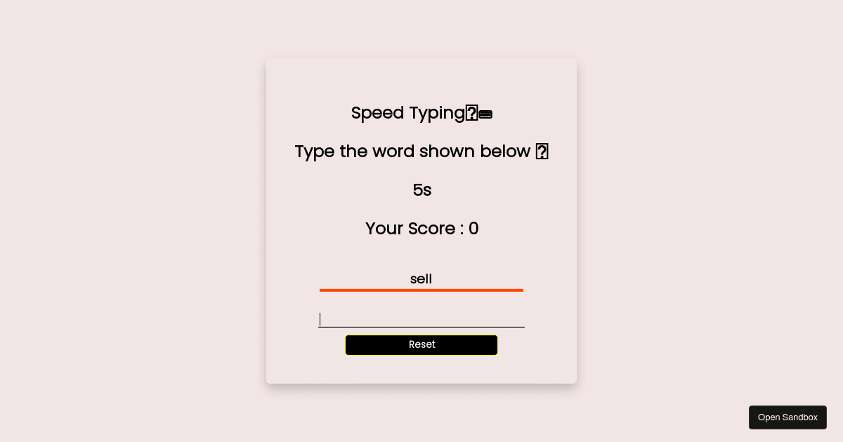 speed typing react - Codesandbox