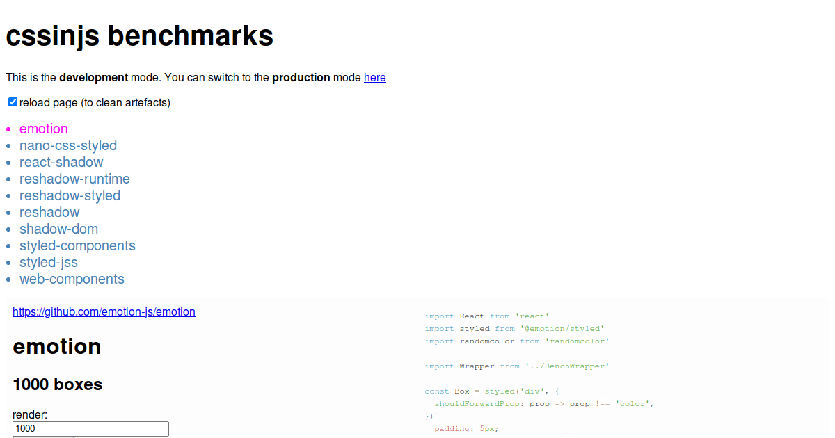 cssinjs-benchmarks v2 - Codesandbox