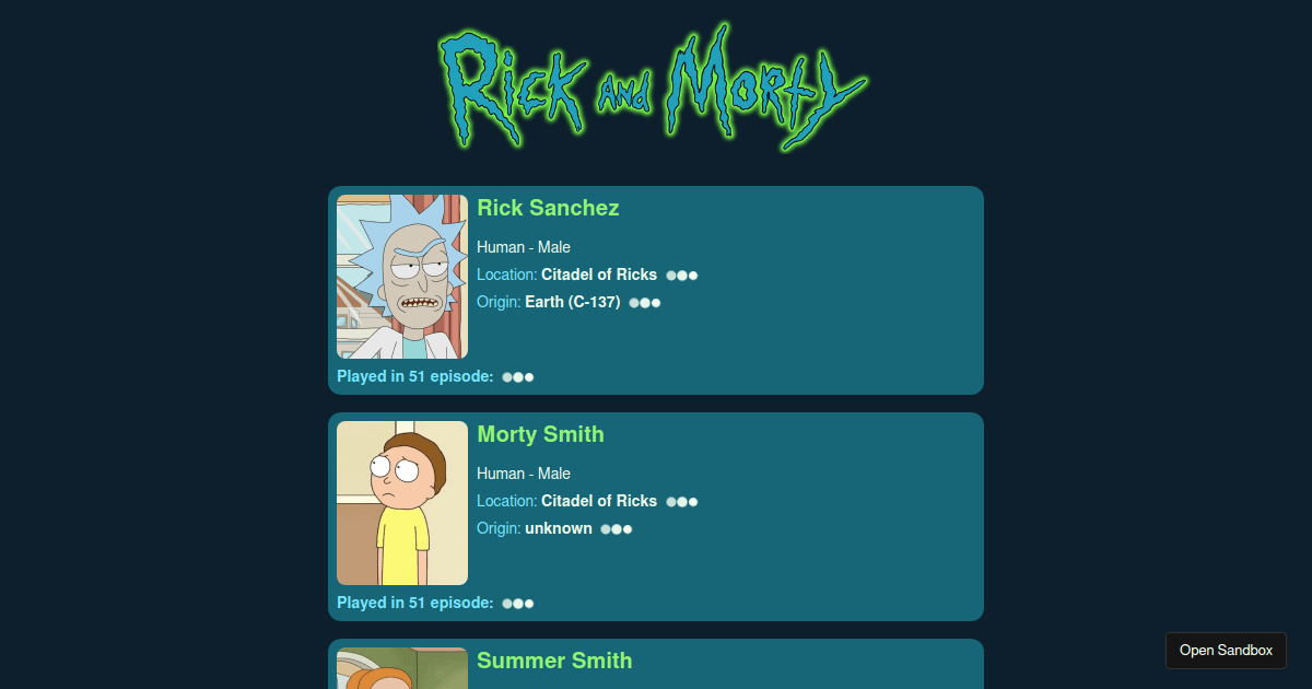bahkostya/rick-and-morty - Codesandbox