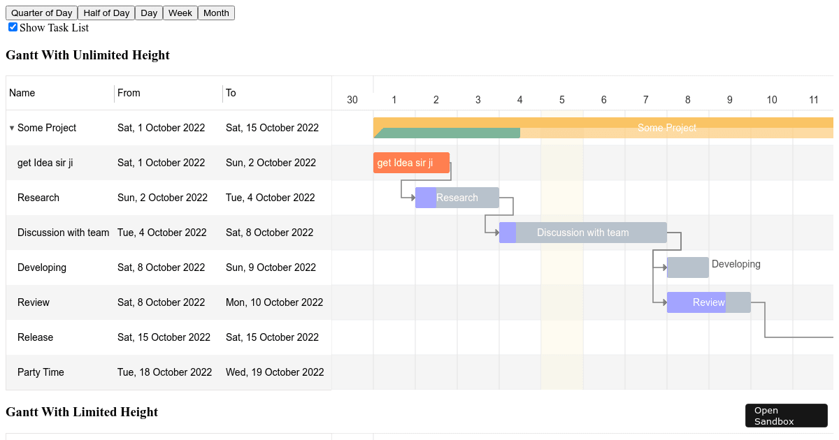 React task gantt test (forked) - Codesandbox