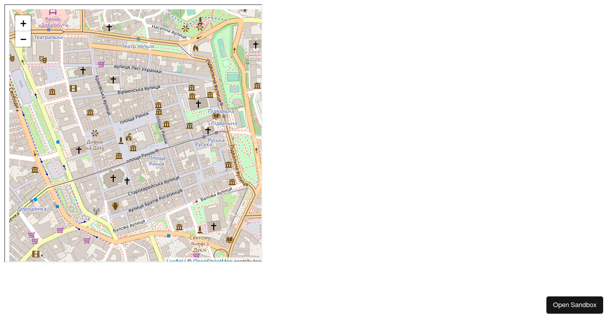 LeafletJS iFrame problem (forked) - Codesandbox