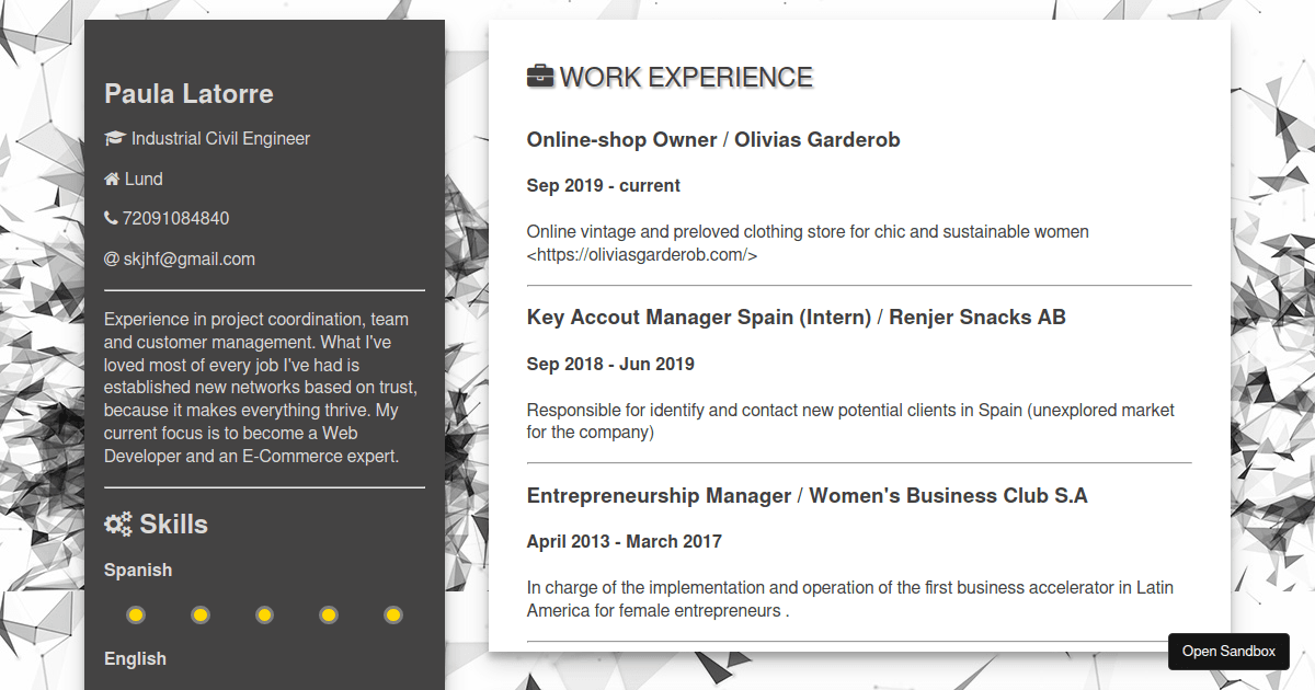 cv-react - Codesandbox