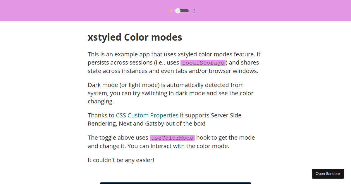 xstyled-dark-mode - Codesandbox