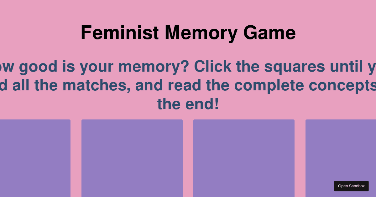 Feminist Memory Game Mica (forked) - Codesandbox